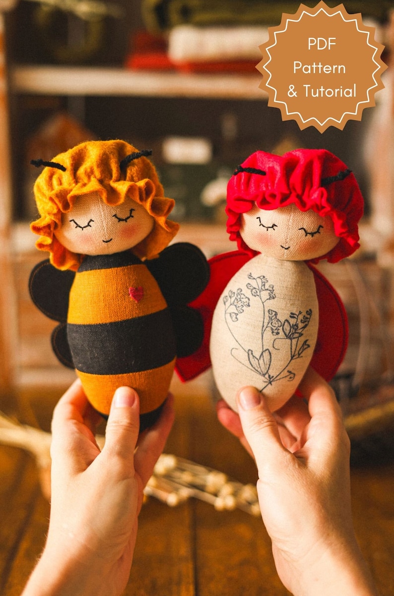 Bee and Ladybug Doll Sewing Pattern: Easy DIY Tutorial (PDF) - Etsy