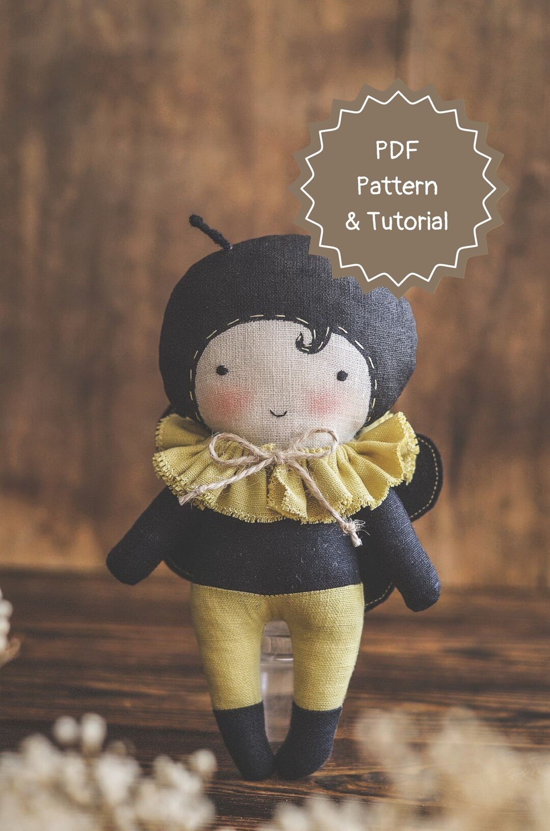 Bumble Bee Doll Sewing Pattern and Tutorial, Pdf Doll Sewing Pattern ...