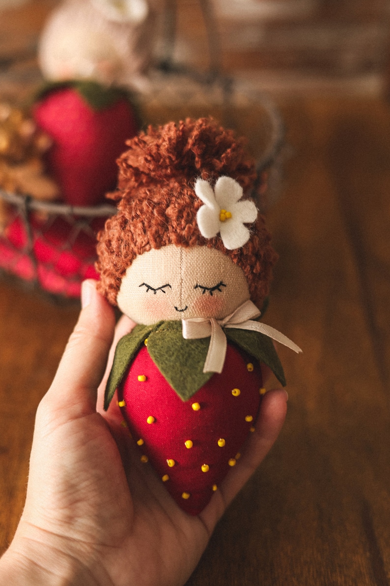Strawberry Doll Sewing Pattern and Tutorial, Strawberry Toy Pattern ...