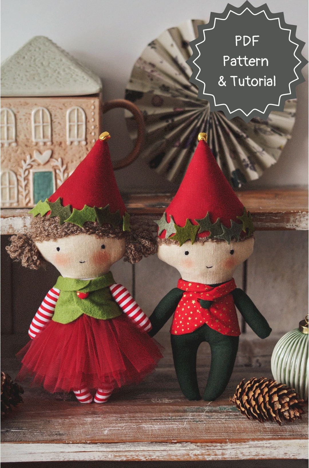 Two Elves Patterns to Sew, Elf Pattern, Christmas Elf Template ...