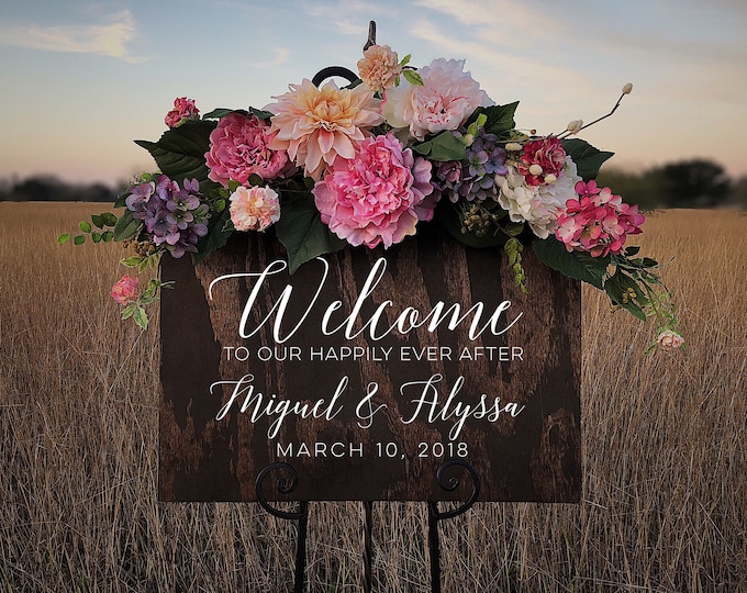 Custom Wood Welcome to Our Happily Ever After Sign Personalized for ...