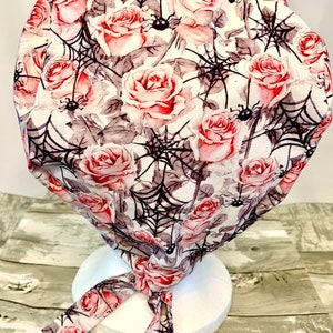 Gothic Scrub Cap Roses and Webs Surgical Cap Chemo - Etsy