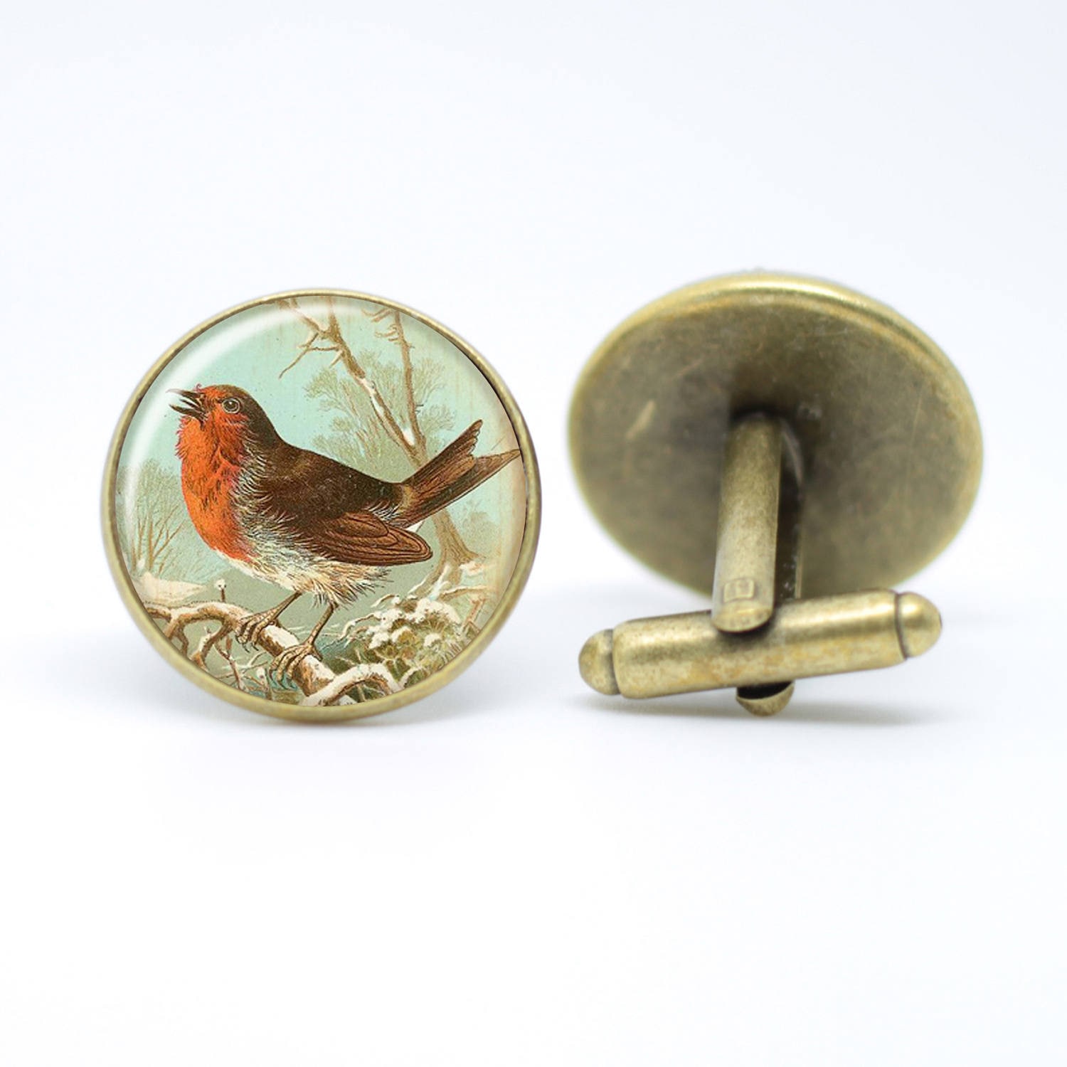 Robin Garden Bird Cufflinks With Vintage Bird Graphic Gifts - Etsy UK