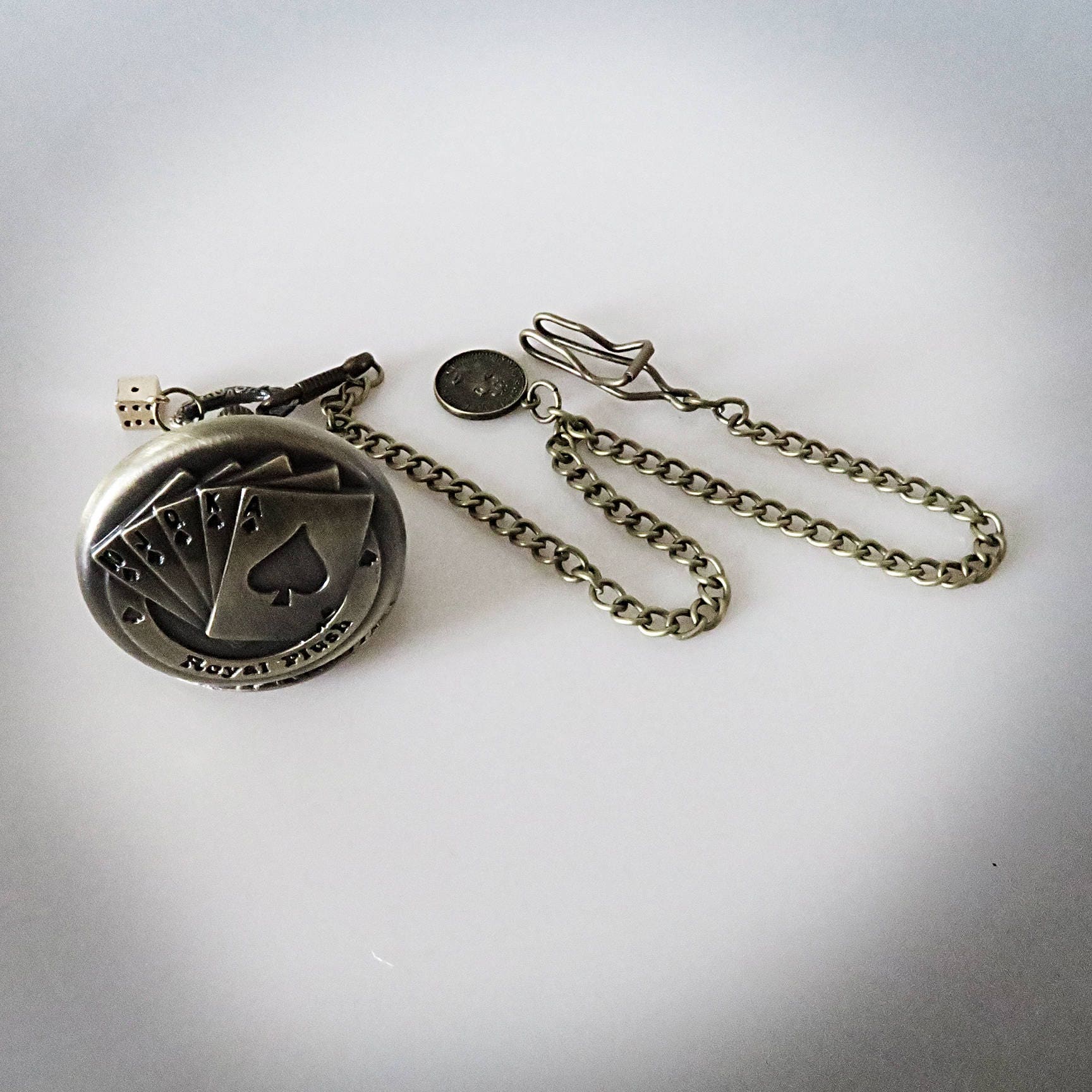 Gambler's Bronze Plated Pocket Watch With Poker Royal - Etsy UK