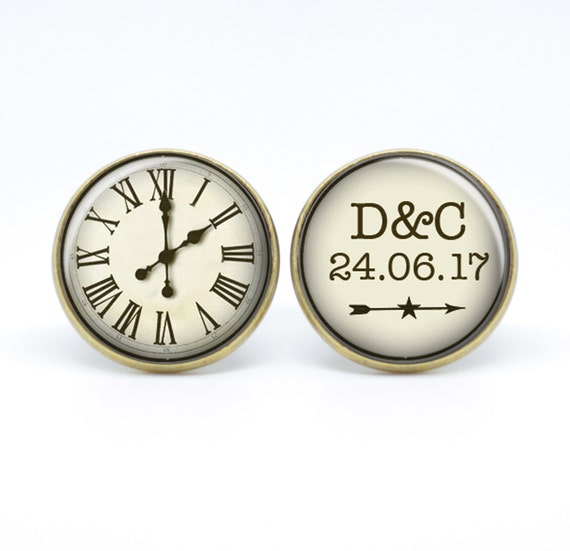 Monogrammed Initials Date and Time Cufflinks With Roman - Etsy