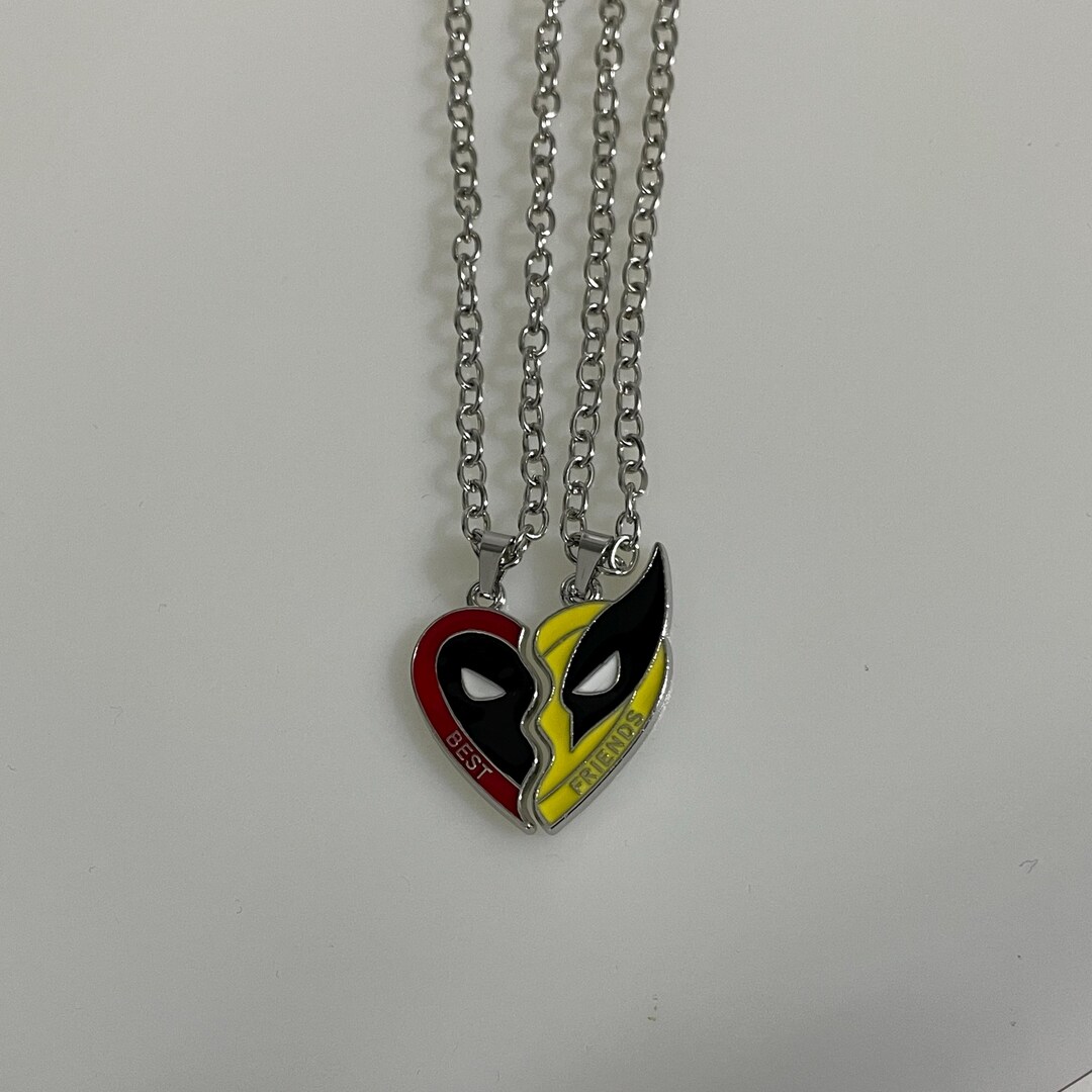 Marvel 'best Friends' Deadpool and Wolverine Silver Necklace - Etsy