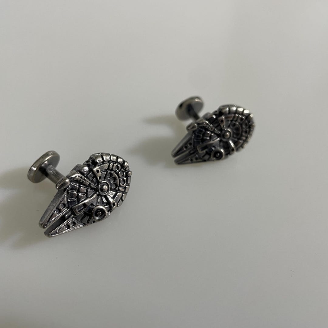 Star Wars Millennium Falcon Pewter 3D Stud Cufflinks Gift for Sci Fi ...