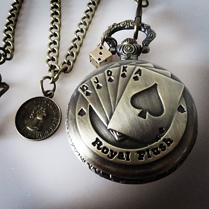 Gambler's Bronze Plated Pocket Watch With Poker Royal - Etsy UK