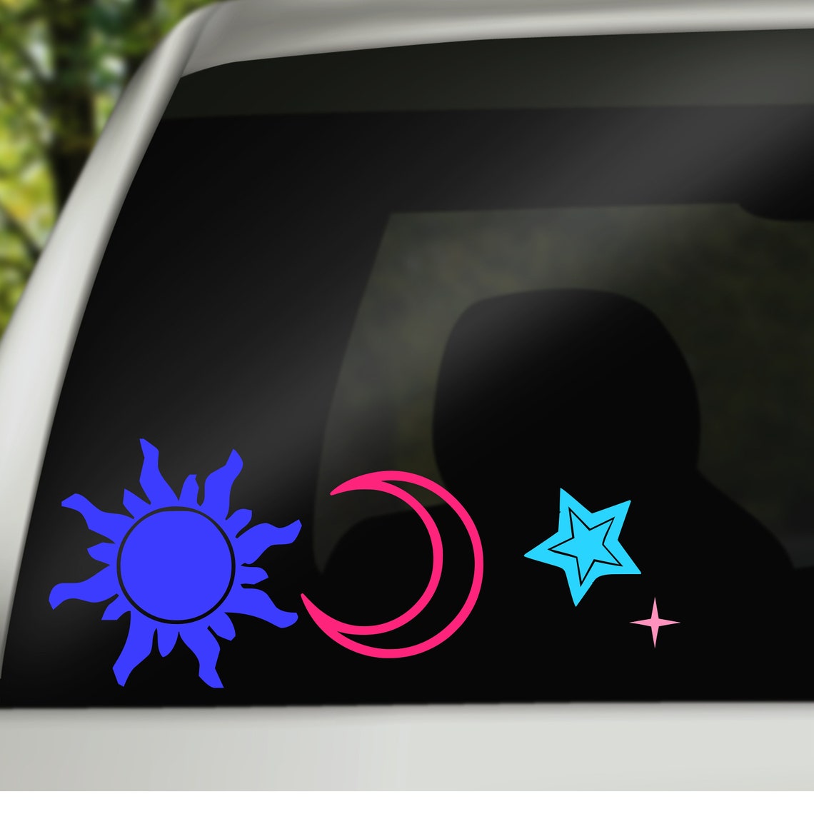 Celestial Family Car Window Decals Sun Moon & Stars Sun | Etsy