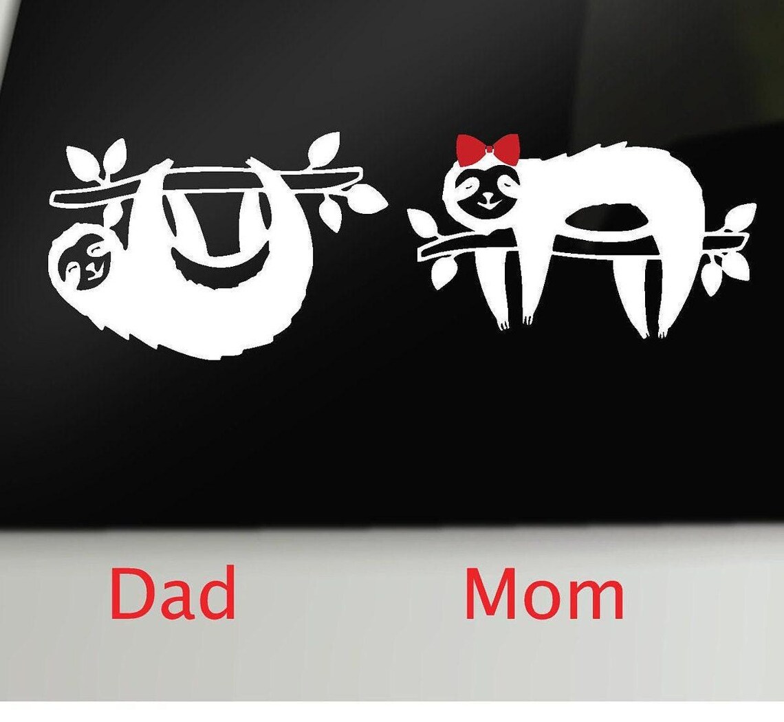 Sloth Family Car Stickers - Customizable Vinyl Window Decals - Etsy
