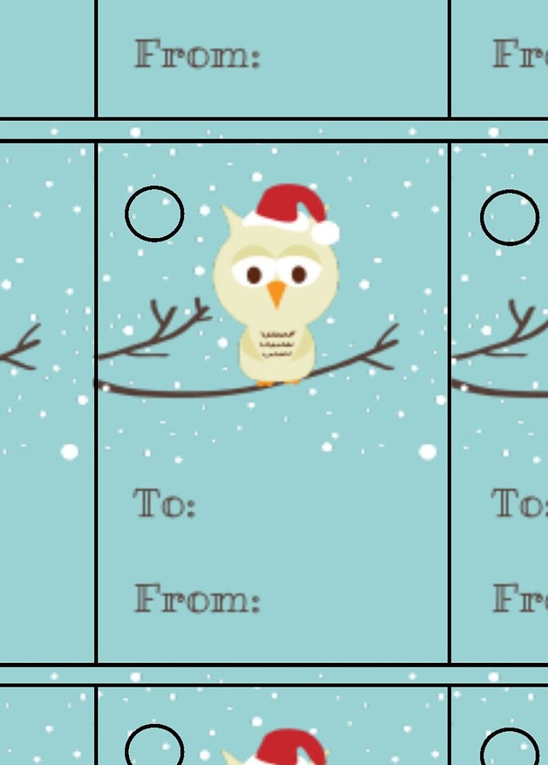 Christmas Owl Gift Tags: Printable Holiday DIY Tags (digital Download ...
