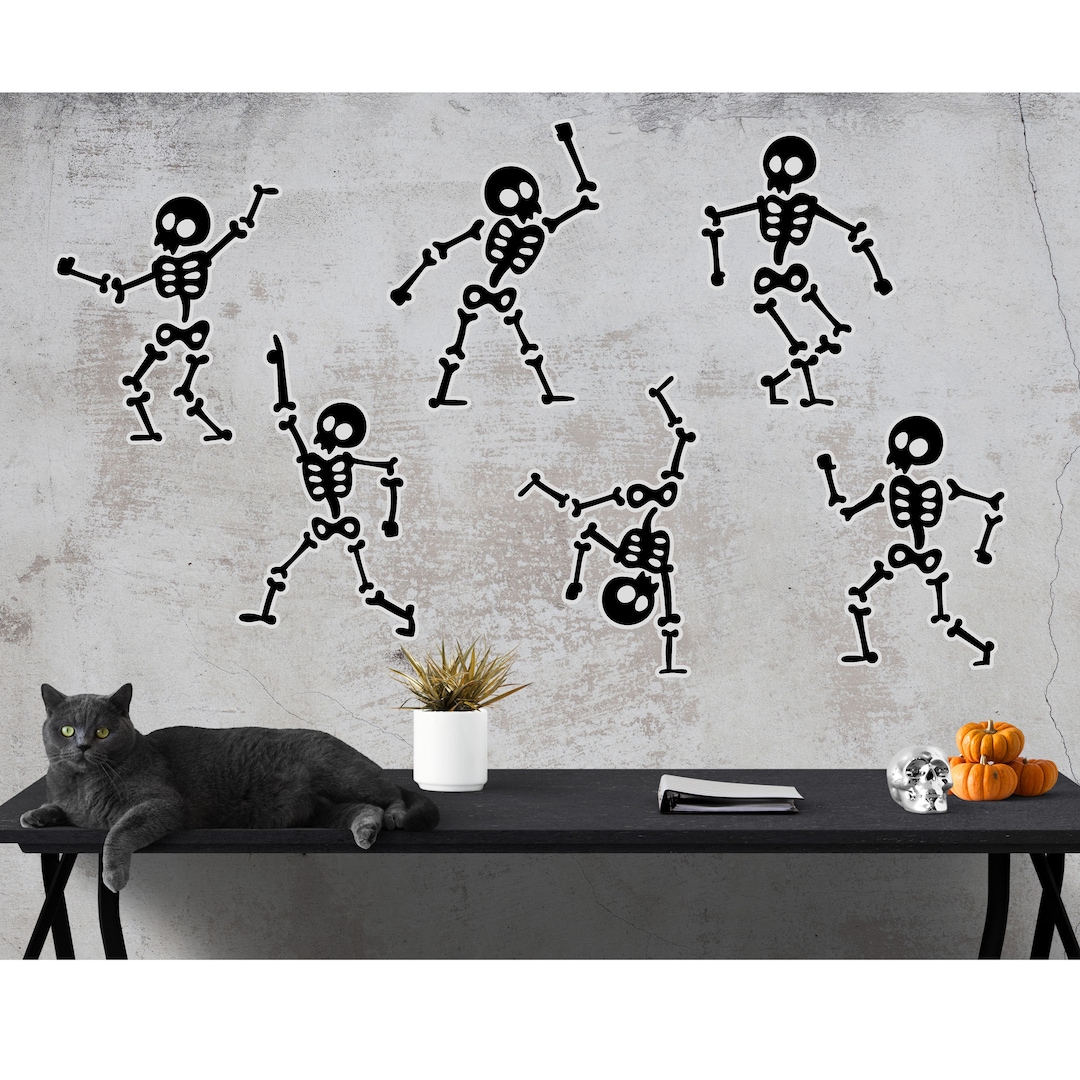 Halloween Wall Decal, Dancing Skeletons, Skeleton Wall Decor, Halloween ...