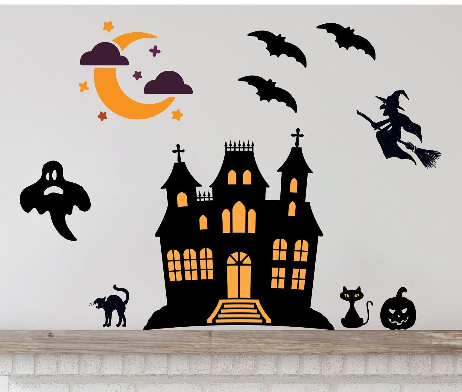 Wall Decals Halloween Decor Haunted House Decal Removable - Etsy