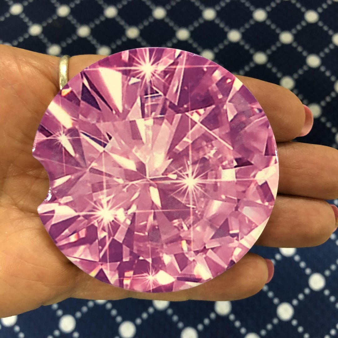 Pink Diamond Car Coasters: Personalized Monogram Sandstone Set - Etsy