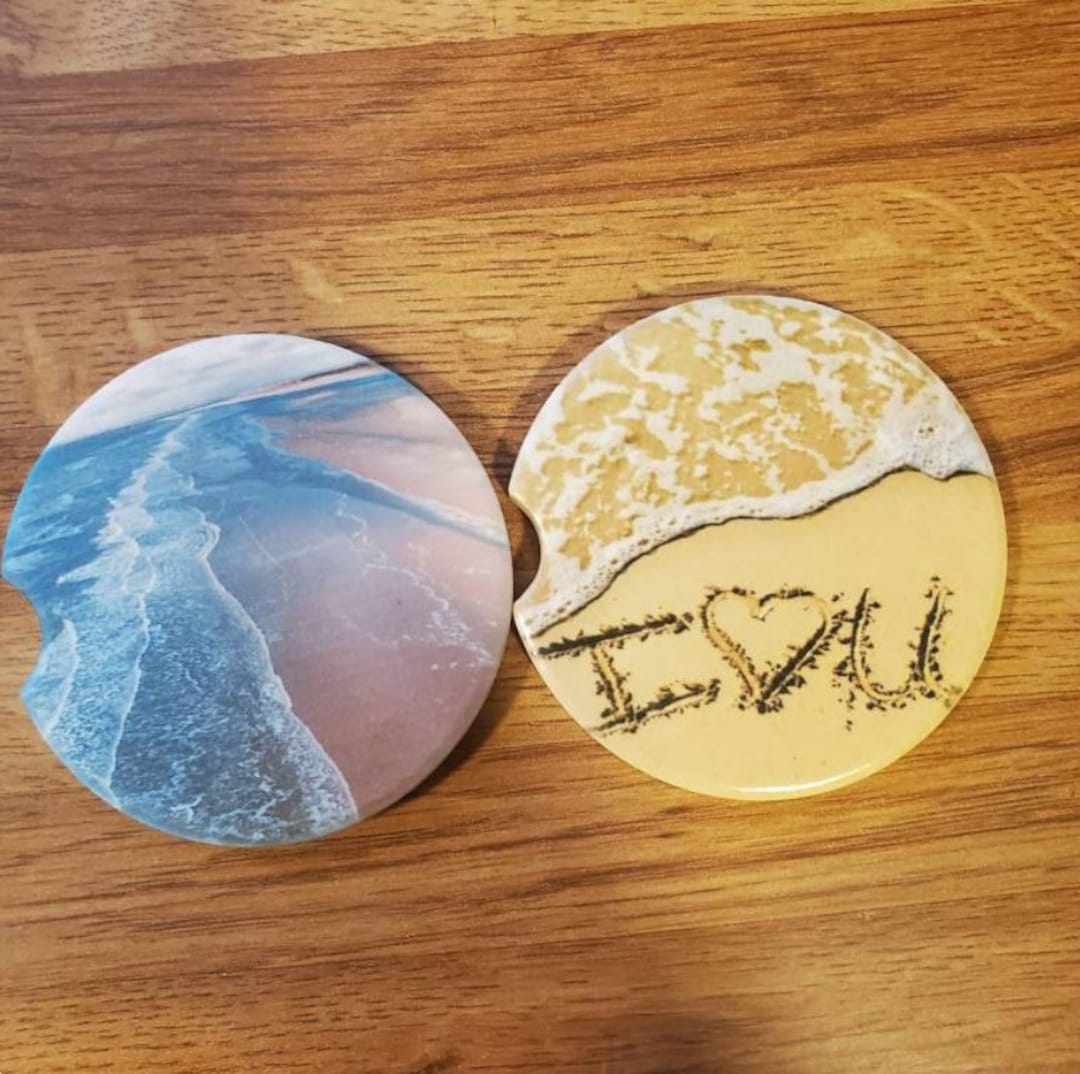 Beach Car Coasters, Drink Holder Coaster, Coastal Car Coasters ...