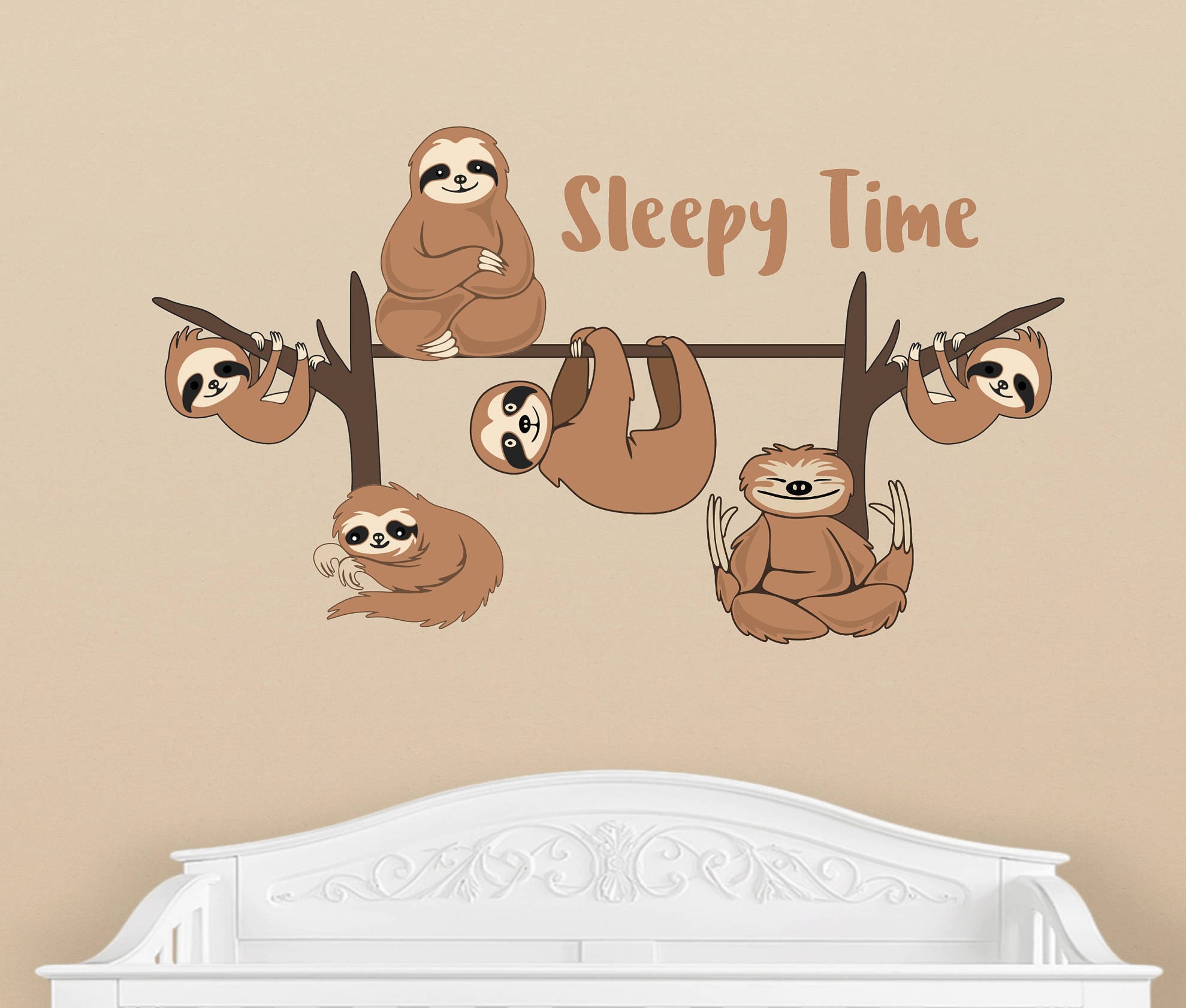 Nursery Sloth wall decals sloth fabric wall decals baby wall | Etsy