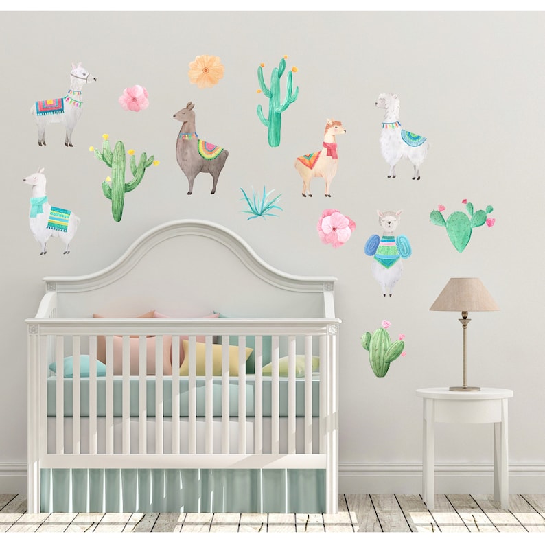 Llama Wall Decals Nursery Llama Decals Llama Wall Decor | Etsy
