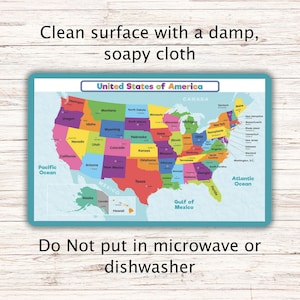 United States Placemat for Kids, America Map, Teaching Activities ...