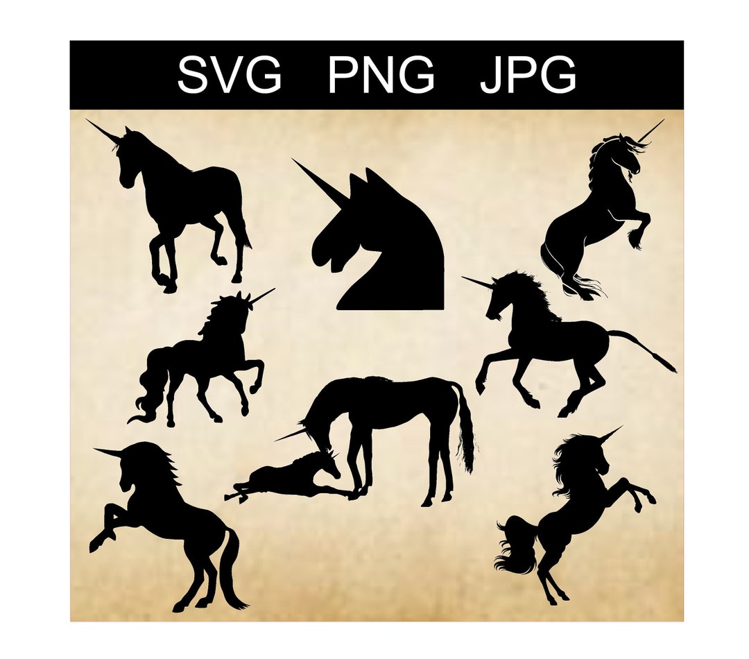 8 SVG Unicorns, Unicorn Clip Art, Unicorn Bundle, Unicorns Digital, PNG ...