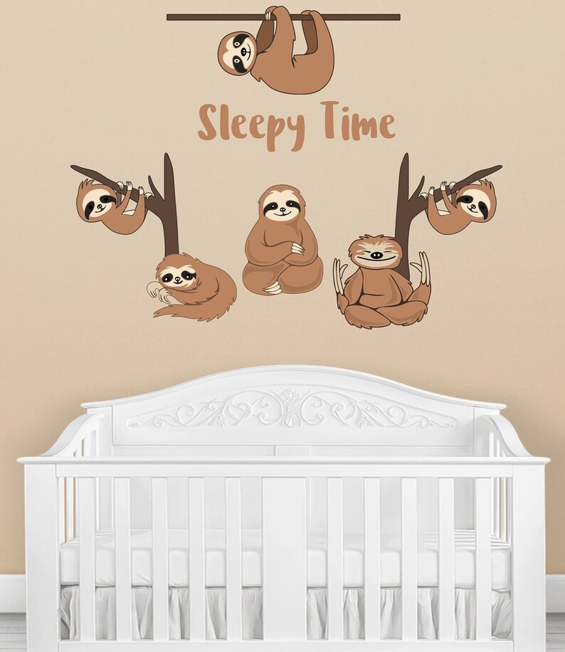 Nursery Sloth wall decals sloth fabric wall decals baby wall | Etsy