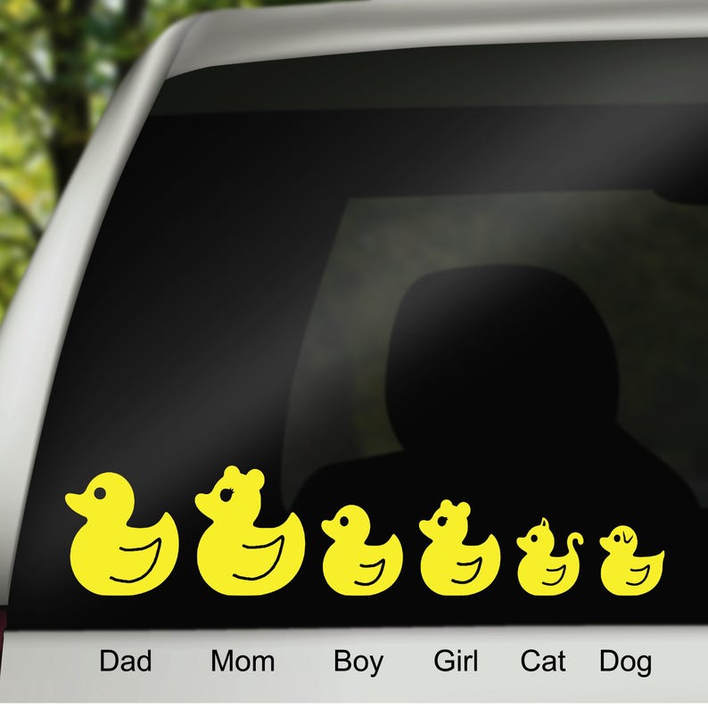 Rubber Duckie Family Car Stickers, Mom, Dad, Kids, Pets (20 Colors) - Etsy