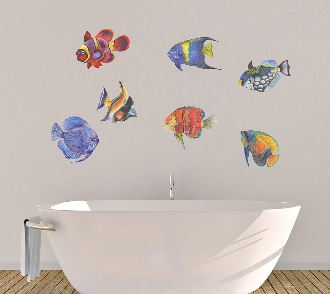 Tropical Fish Wall Decals: Watercolor Ocean Fabric Stickers - Etsy