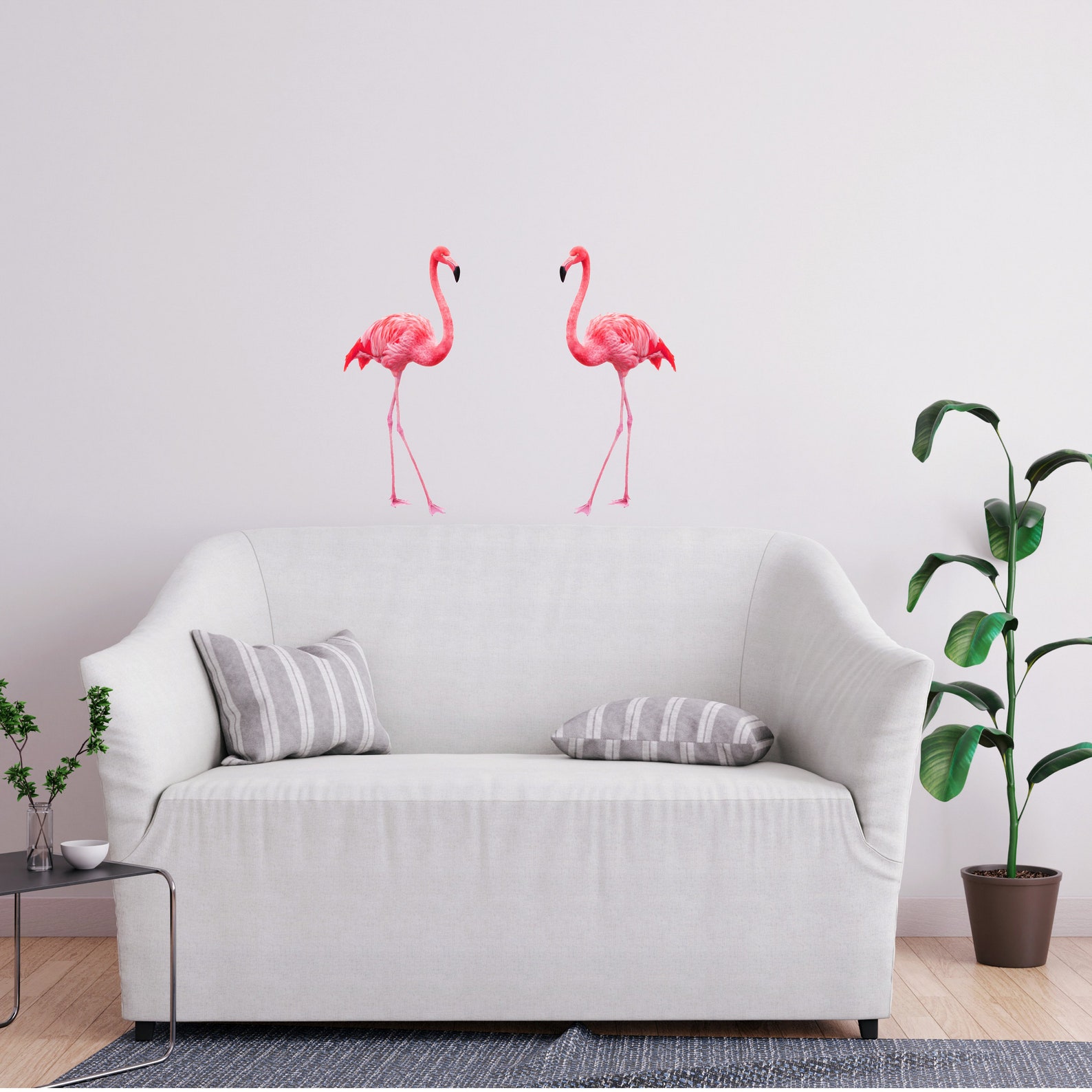Pink Flamingo Decals Tropical Wall Decals Flamingo Wall - Etsy
