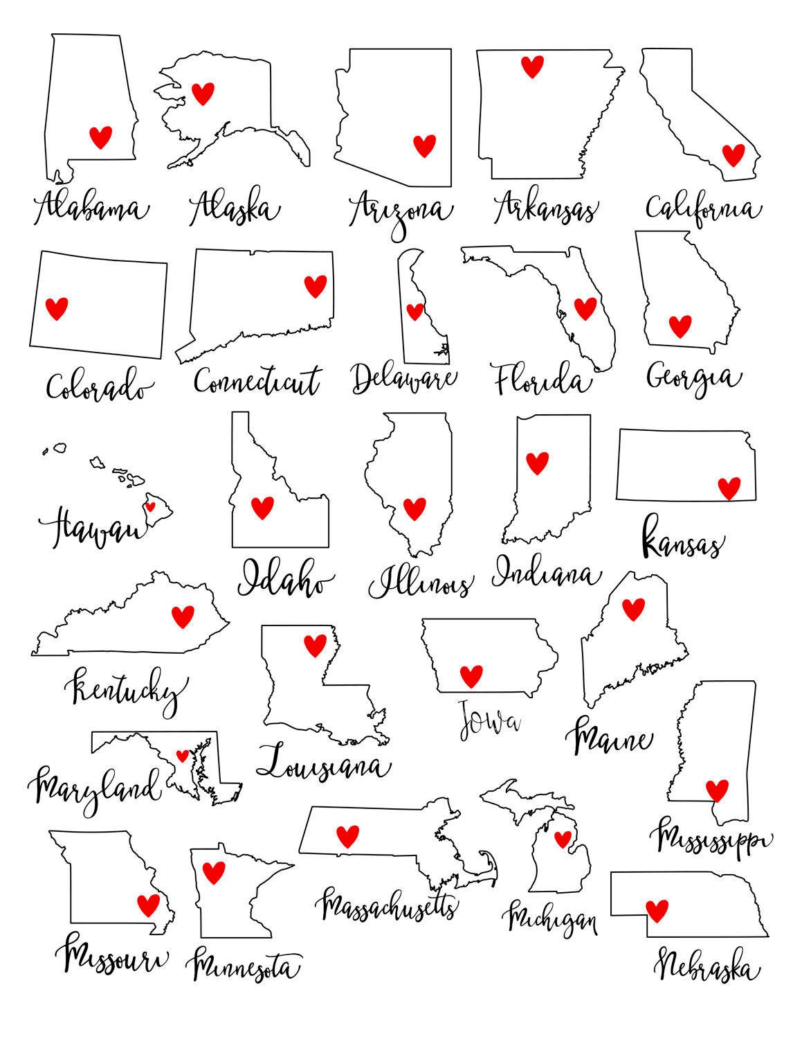 State Stickers State Decals Car Decal Home Stickers Home - Etsy