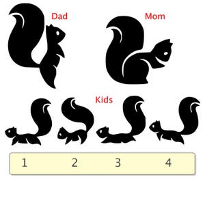 Squirrel Family Decal, Car Window Decal, Car Family Decal, Squirrel Car ...