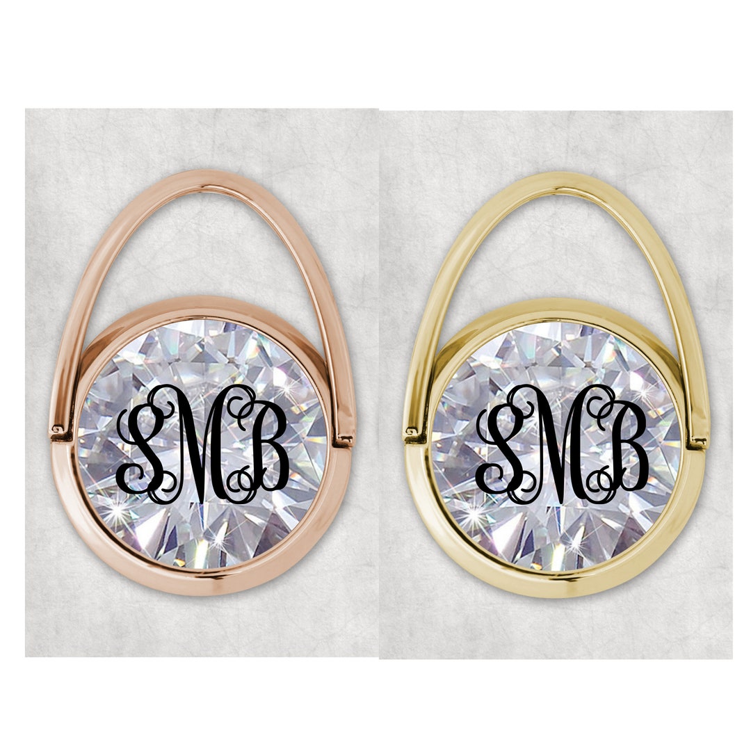 Monogram Diamond, Rose Gold Phone Grip, Cell Phone Holder, Phone ...