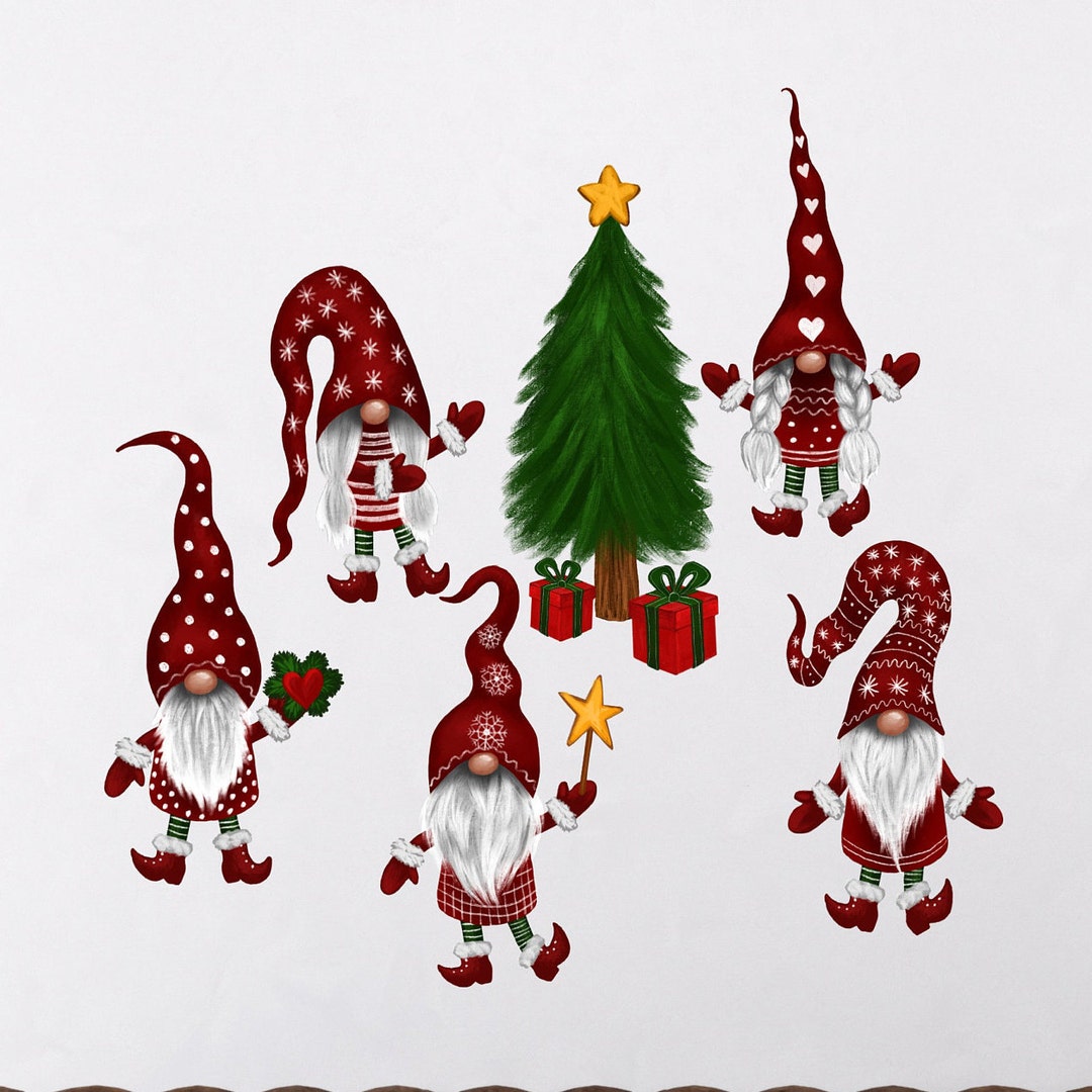 Christmas Gnomes, Wall Decals, Holiday Decor, Removable Wall Decal ...