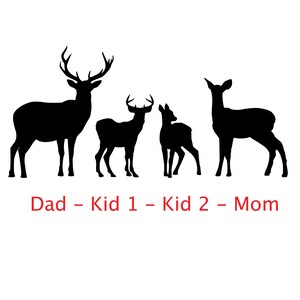 Deer Family Car Decal, Car Window Decal, Family Car Sticker, Family Car ...