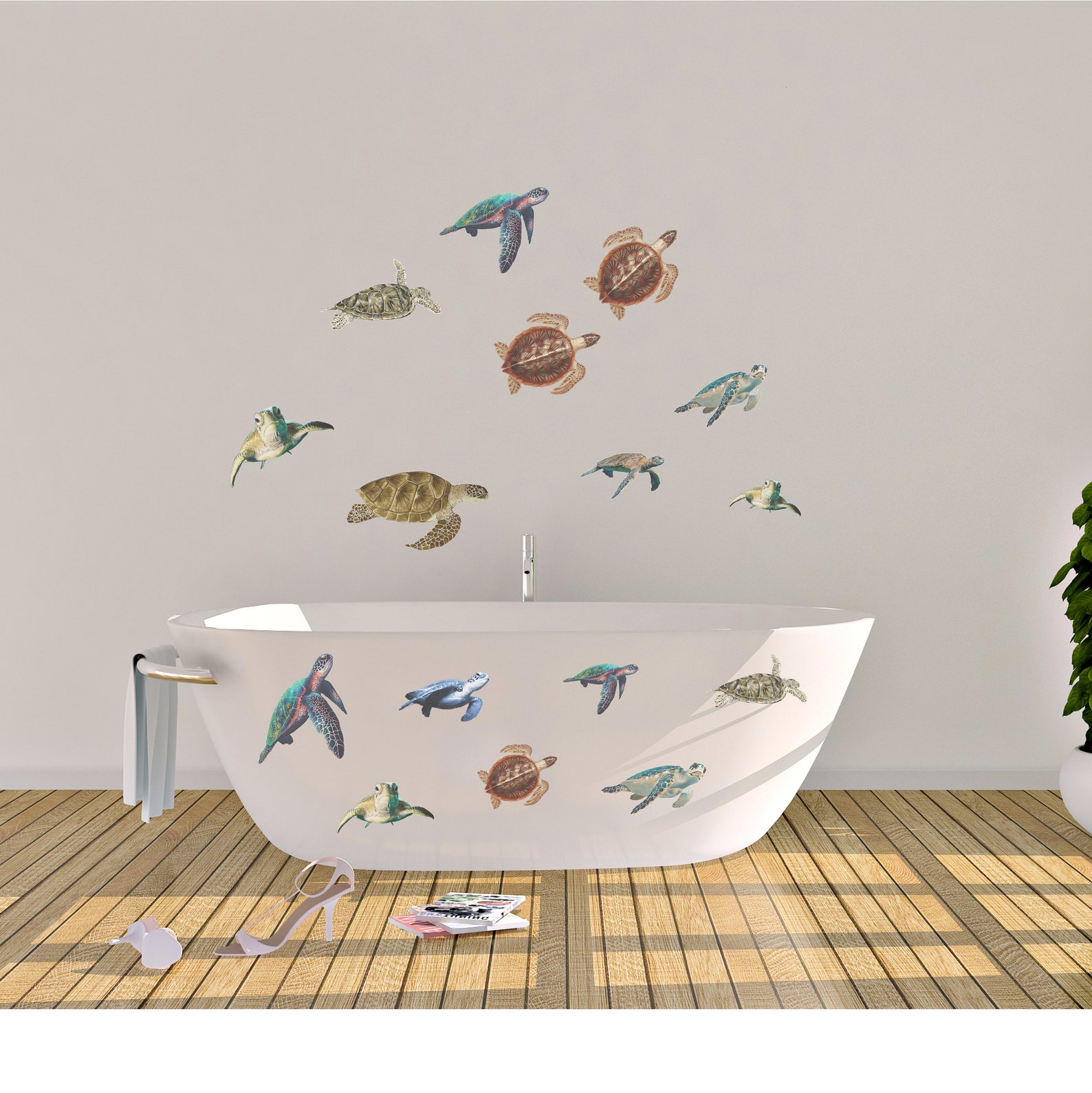 Sea Turtle Wall Decals Fabric Wall Decals 16 Tropical Turtle - Etsy