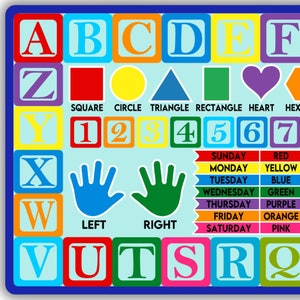 Childs Learning Mat, Place Mat for Kids, Educational Game, Alphabet ...