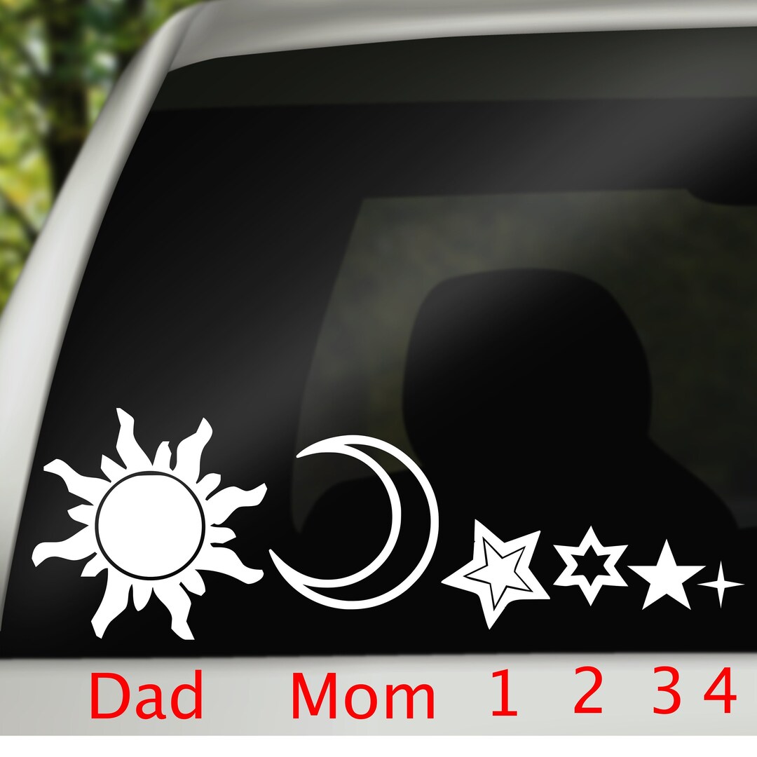 Celestial Family Car Window Decals, Sun Moon & Stars, Sun Sticker, Moon ...