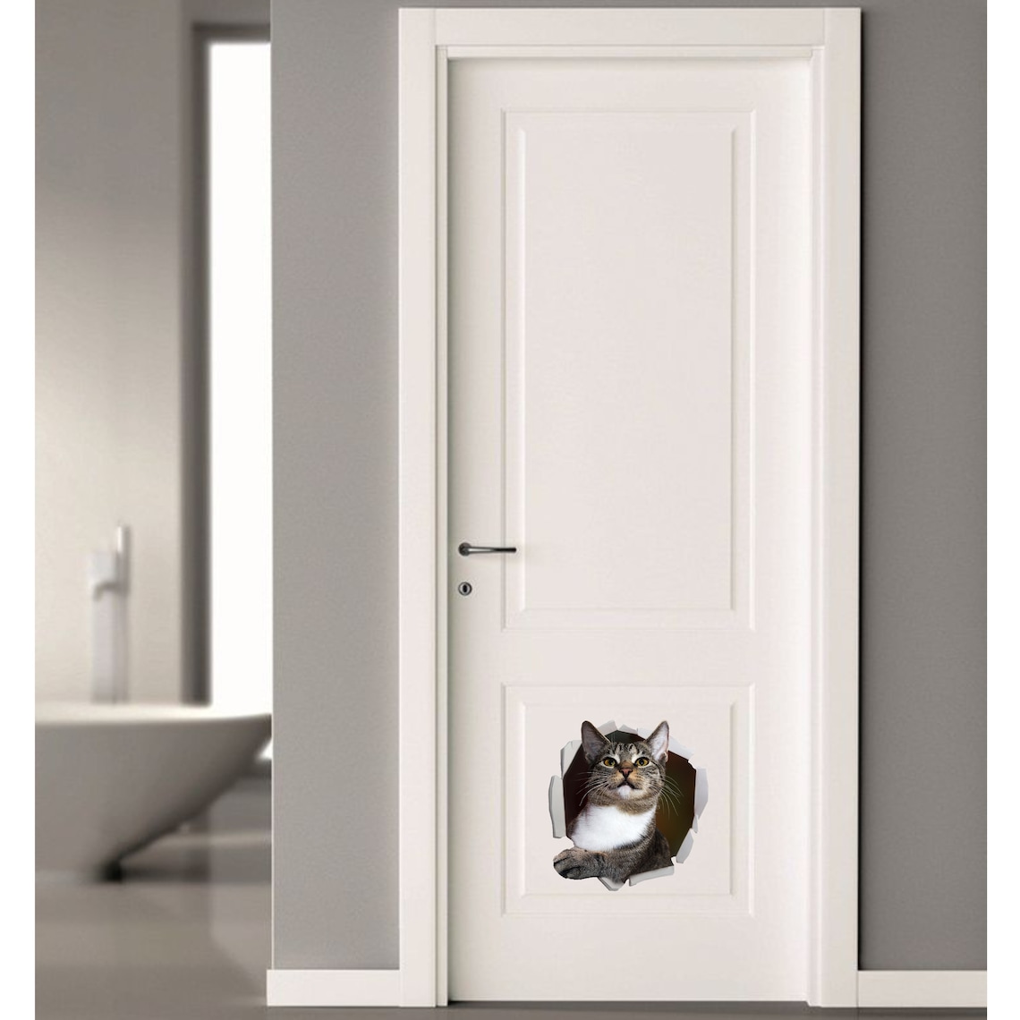 3D Wall Decal Cat in Hole Decal Funny Wall Sticker Kids - Etsy