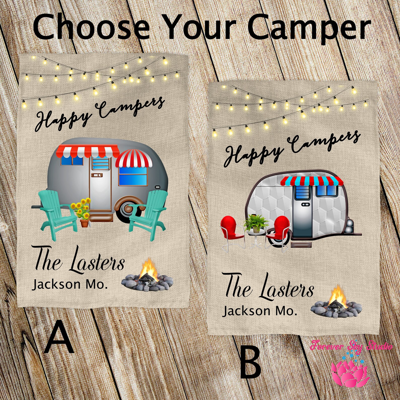 Happy Camper Flag Burlap Garden Flag Personalized Flag - Etsy