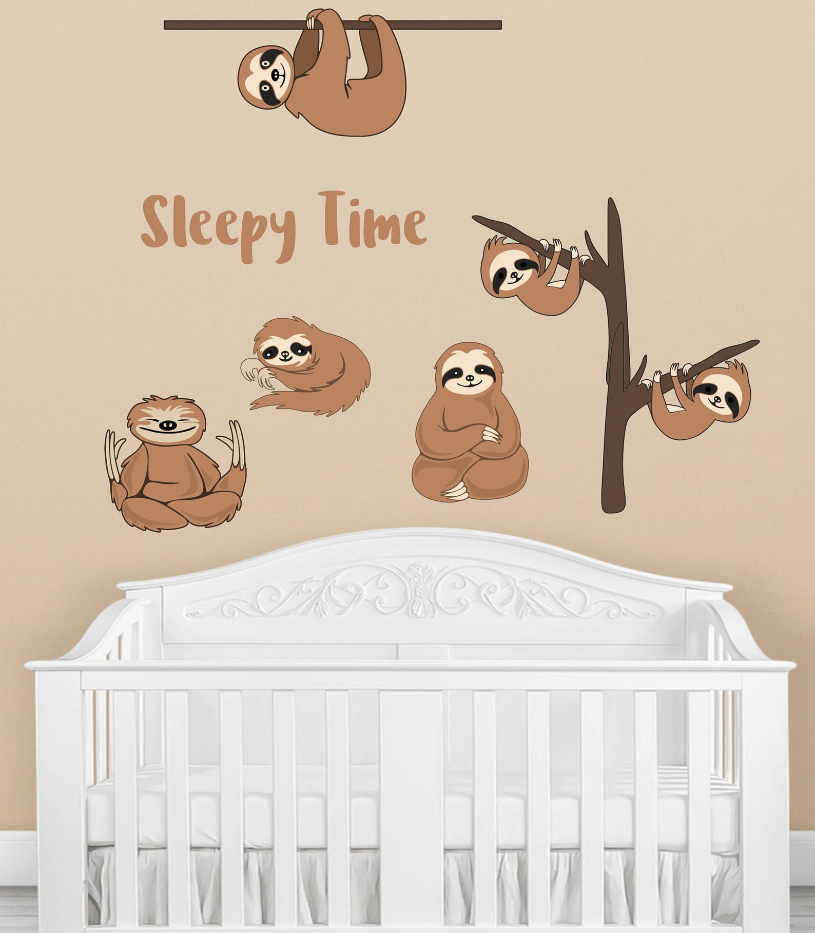 Nursery Sloth Wall Decals Sloth Fabric Wall Decals Baby Wall - Etsy Canada
