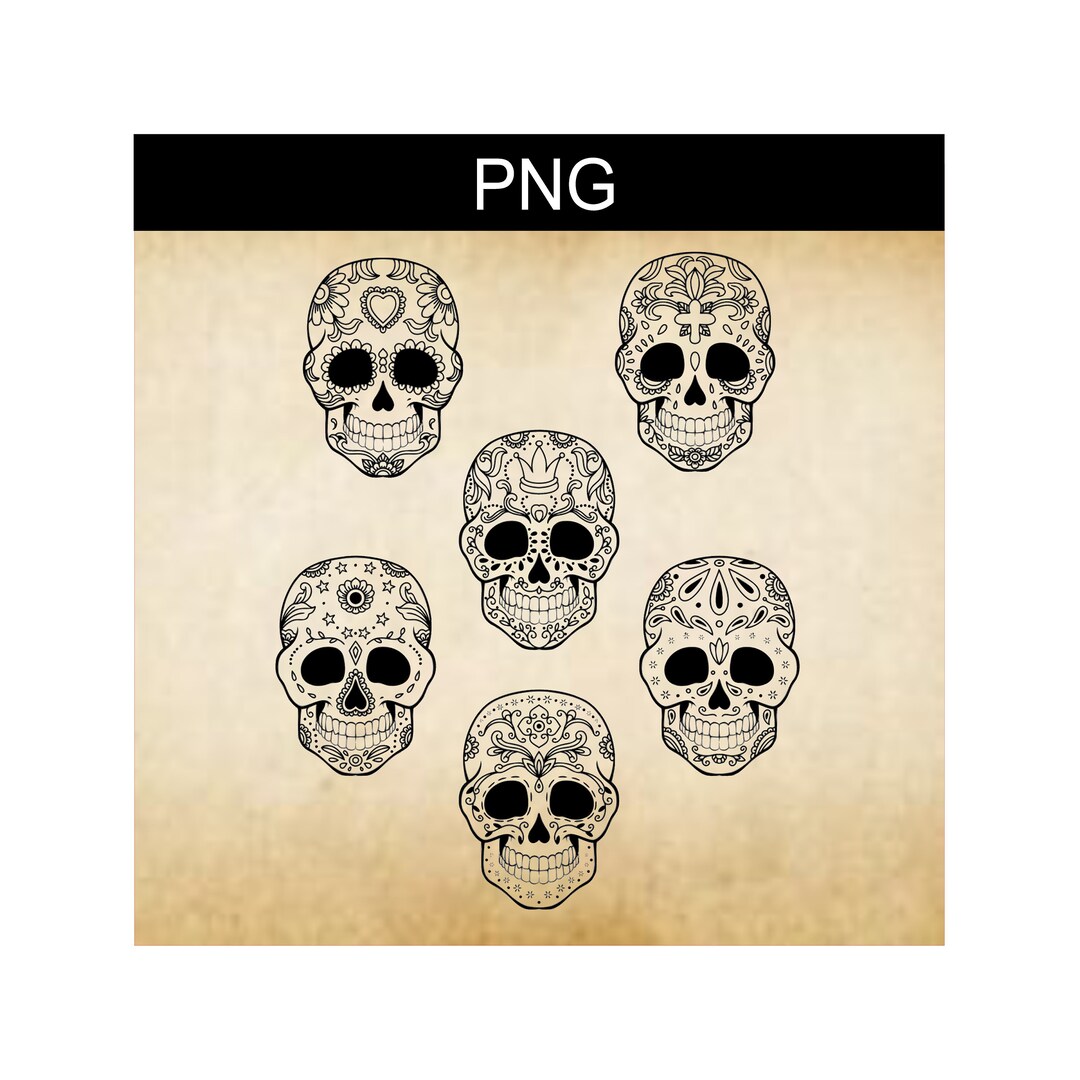 Sugar Skull Bundle, PNG Sugar Skull Files, Digital Clip Art, Digital ...