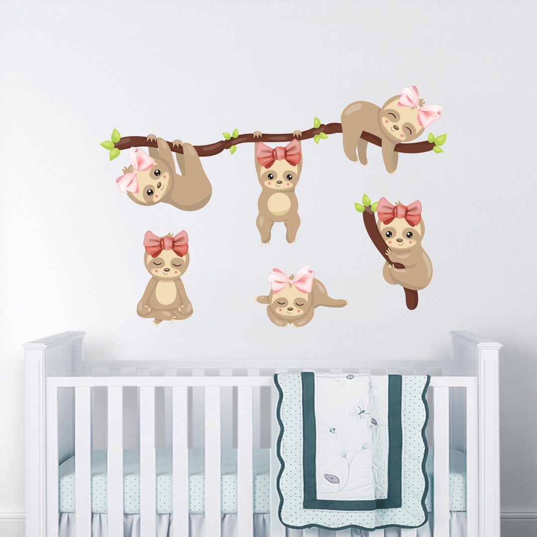 Sloth Nursery, Baby Sloth Decal, Fabric Baby Sloths, Fabric Nursery ...
