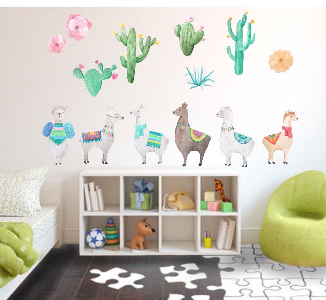 Llama Wall Decals Nursery Llama Decals Llama Wall Decor | Etsy
