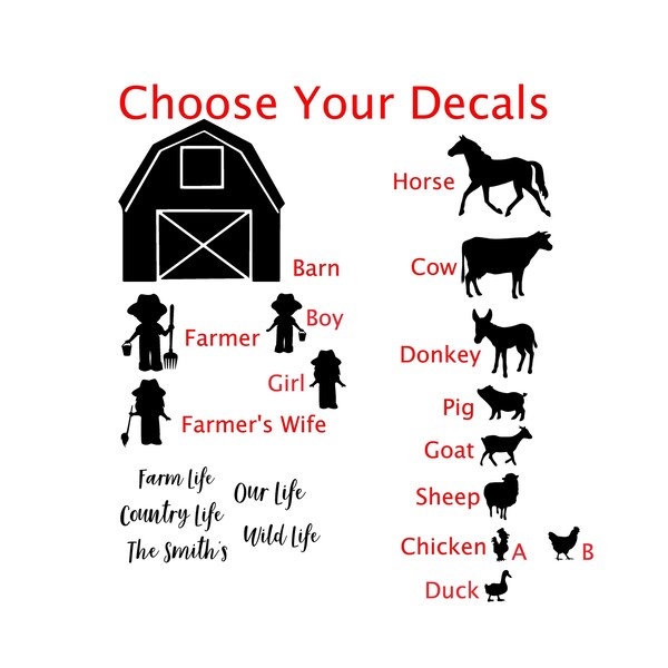 Farm Animal Decals - Etsy