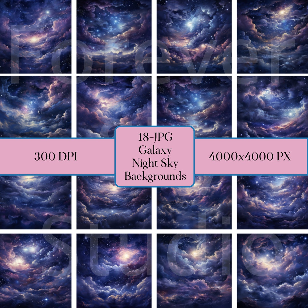 Galaxy Stars Digital Paper, Space Background, Watercolor Galaxy, Cosmic ...
