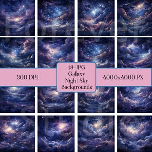 Galaxy Stars Digital Paper, Space Background, Watercolor Galaxy, Cosmic ...