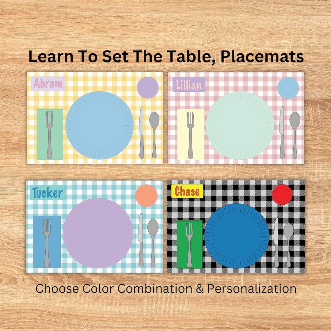 Personalized Placemats for Kids, Learn to Set Table, Childrens Placemat ...