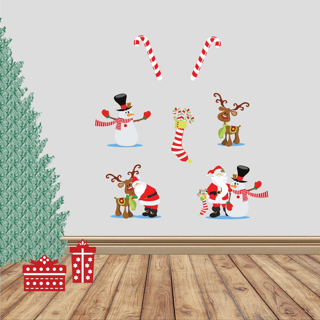 Christmas Wall Decal, Removable Wall Stickers, Santa Claus Wall Decor ...