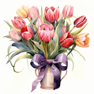 Watercolor Tulips Digital Clipart, Commercial Use, 28 Tulip Clip Art ...