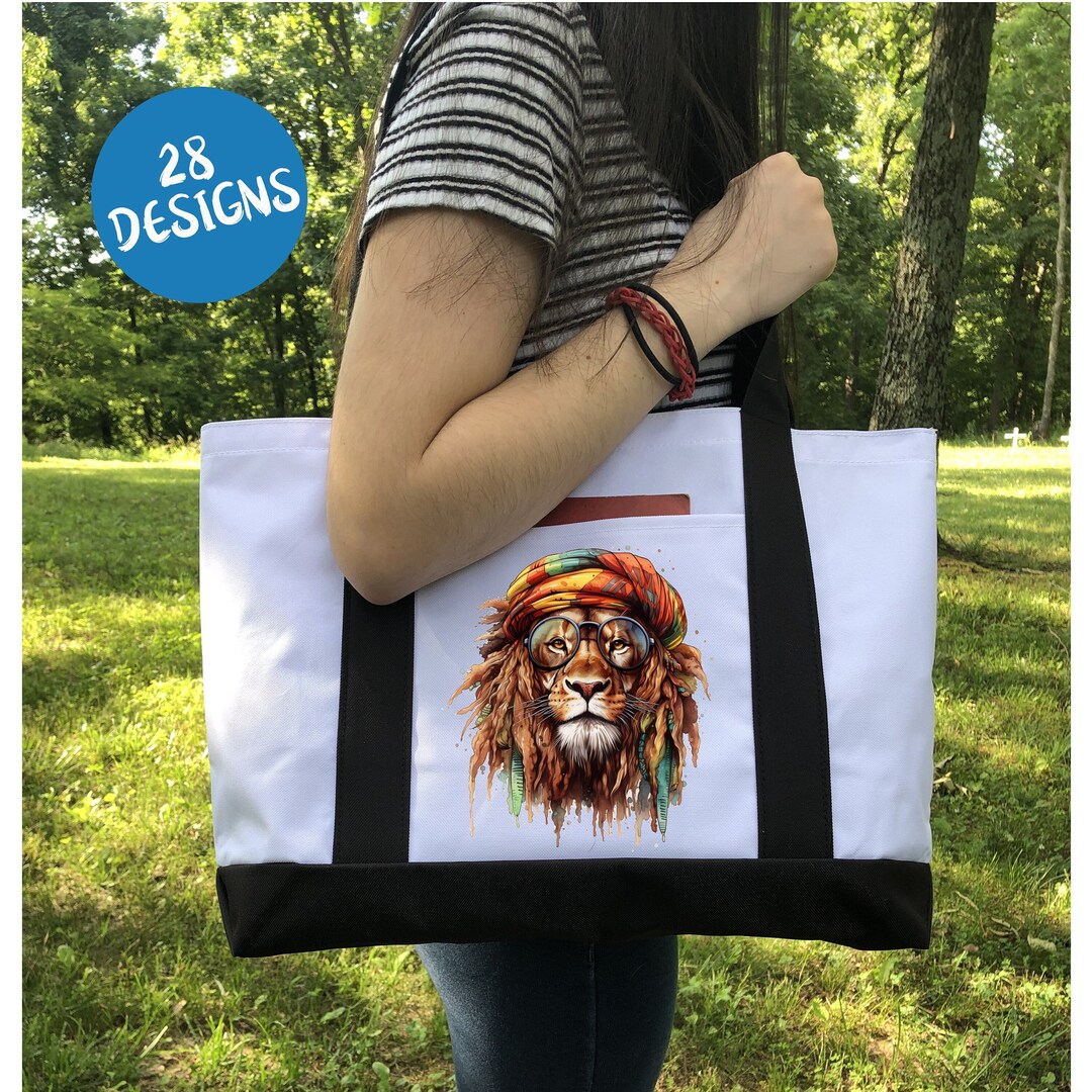 Custom Tote Bag, Animal Tote, Hippy Animal, Tote Bag With Pocket, Pet ...