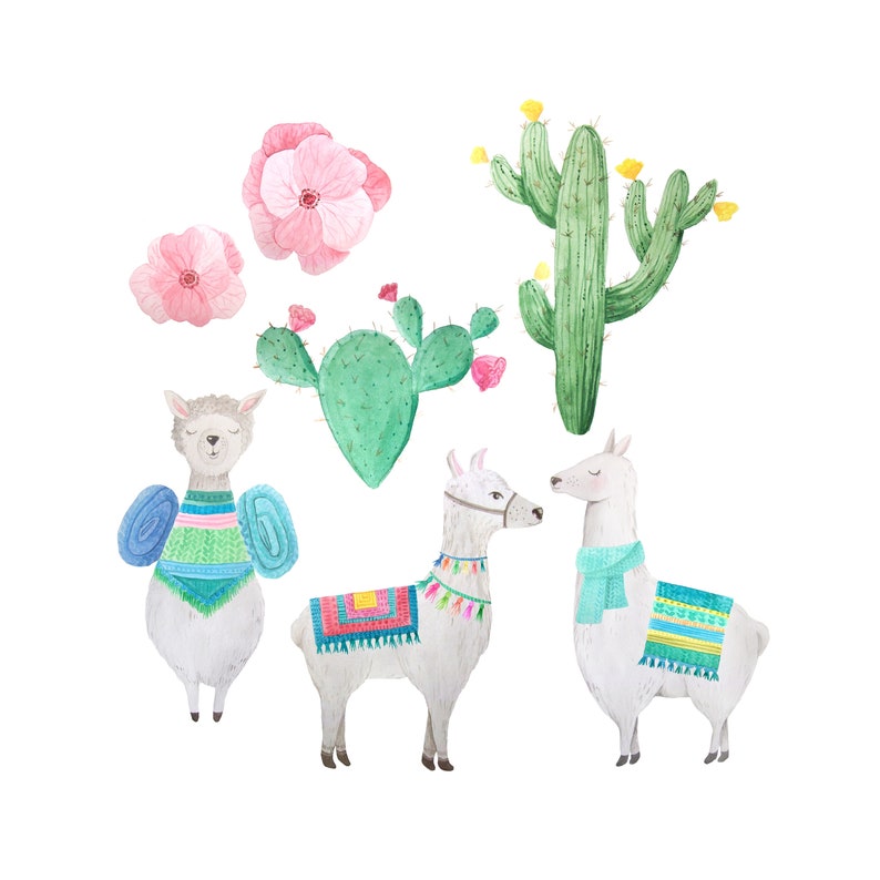 Llama Wall Decals Nursery Llama Decals Llama Wall Decor | Etsy