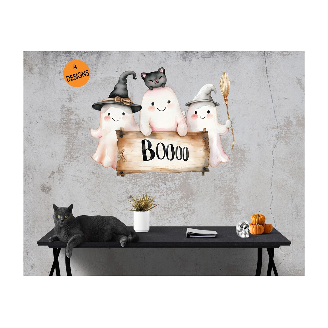 Ghost Wall Decal, Cute Ghost Decor, Fabric Wall Decals, Halloween Wall ...